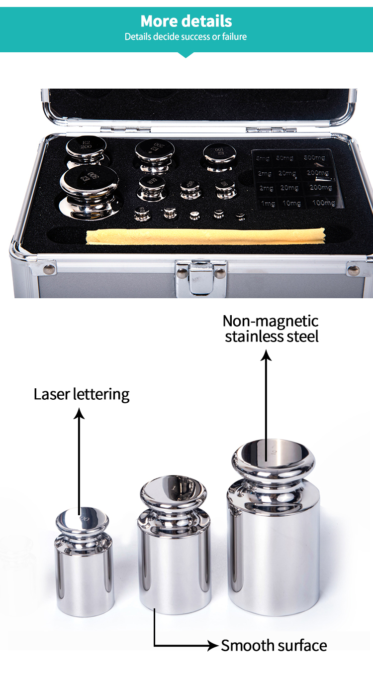 Juego de Pesas de 1 mg a 2 kg en clase E2 (importación) 27 Piezas :: Asesoria en Metrologia